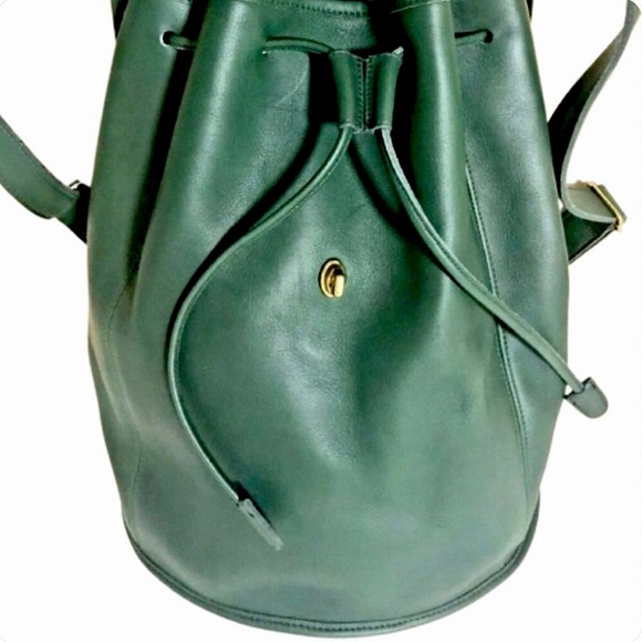 Coach | Bags | Vintage Coach Green Leather Weekend Backpack Rucksack ...
